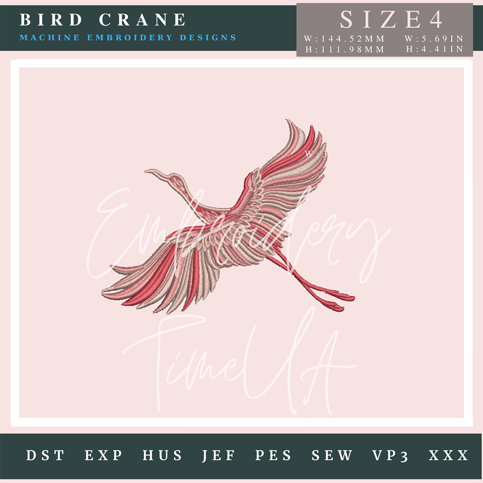 Crane Bird /machine Embroidery Designs / Embroidery Crane Bird | Etsy