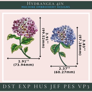 Hydrangea Embroidery Design: Floral Machine Embroidery (digital File ...