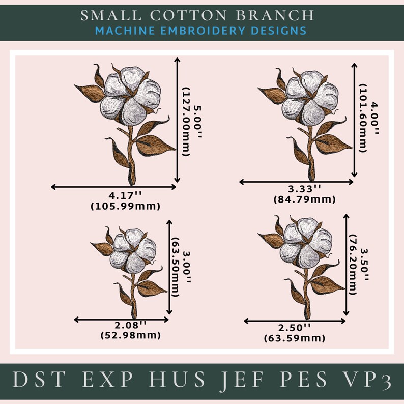 Cotton Flower Embroidery Designs: Rustic Farmhouse Set (digital ...