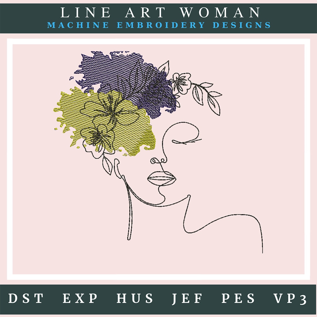 Line Art Woman / Woman Embroidery / One Line Art Embroidery Designs ...