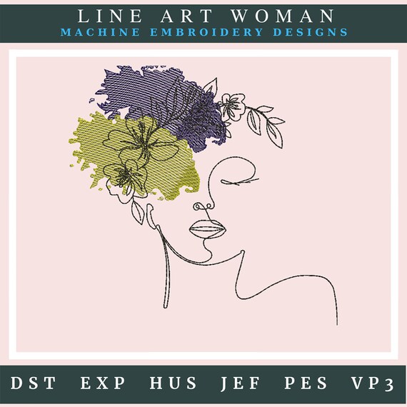 Line Art Woman / Woman Embroidery / One Line Art Embroidery - Etsy