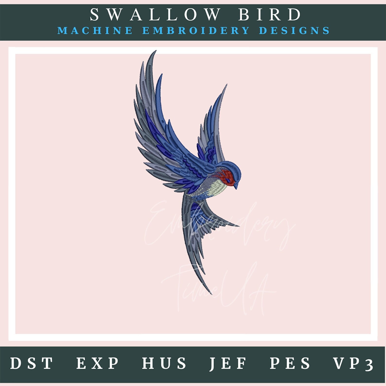 Swallow Bird /machine Embroidery Designs /embroidered Bird - Etsy