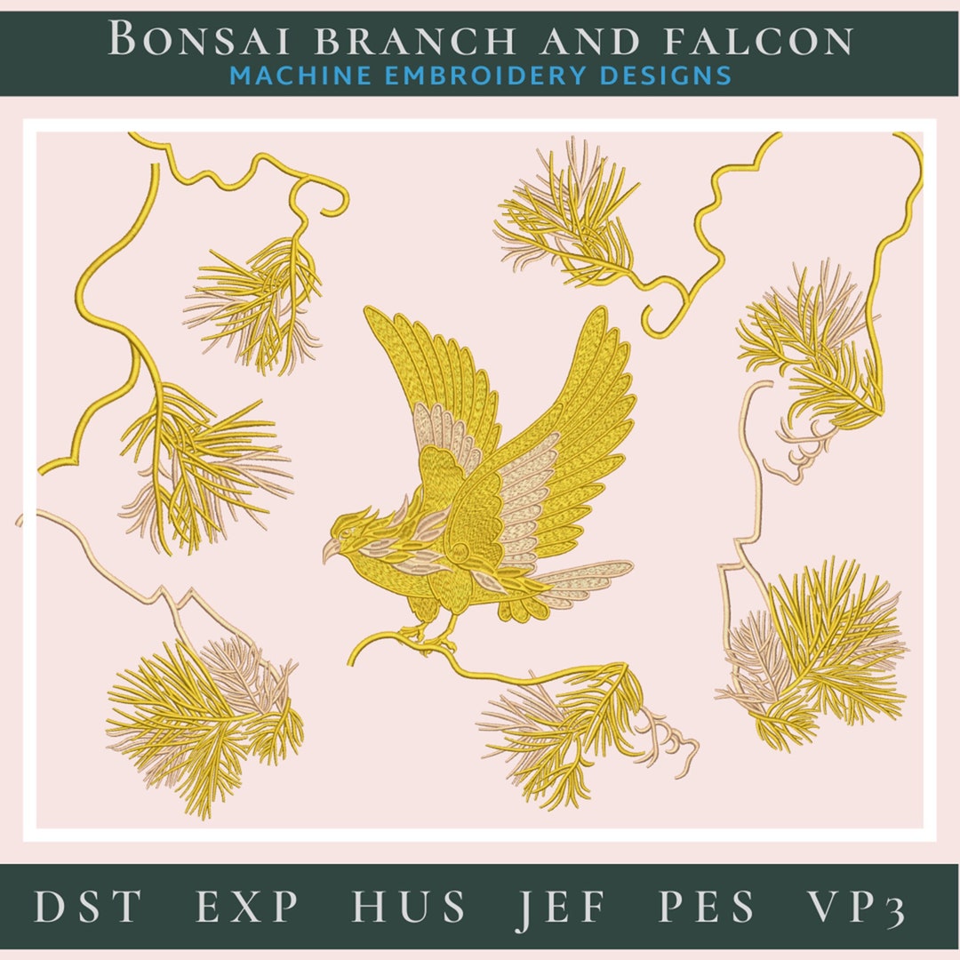 Bonsai Branch and Falcon. Machine Embroidery Designs . Bonsai Branch ...