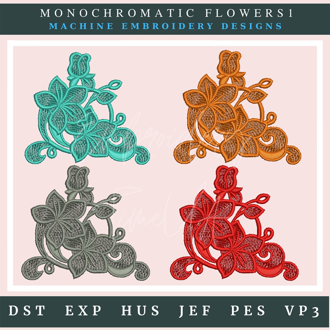 Black Flower Applique / Machine Embroidery Designs / Black - Etsy