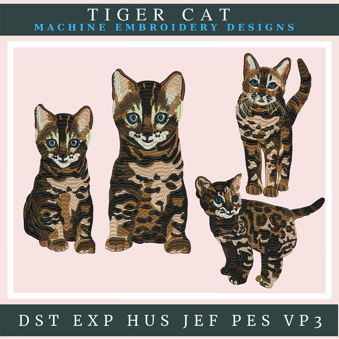 Tiger Cat Embroidery Designs . Animals Embroidery. Home Pet Embroidery ...