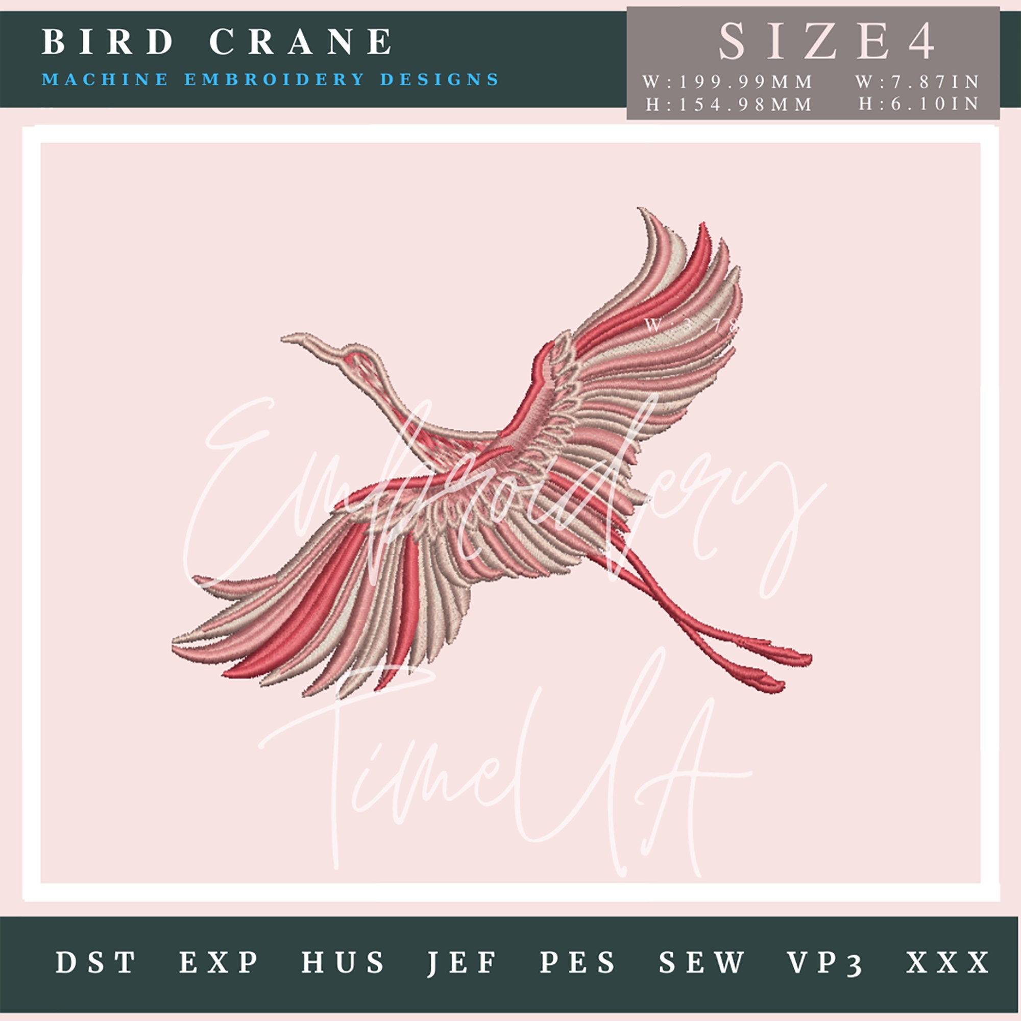 Crane Bird /machine Embroidery Designs / Embroidery Crane Bird | Etsy