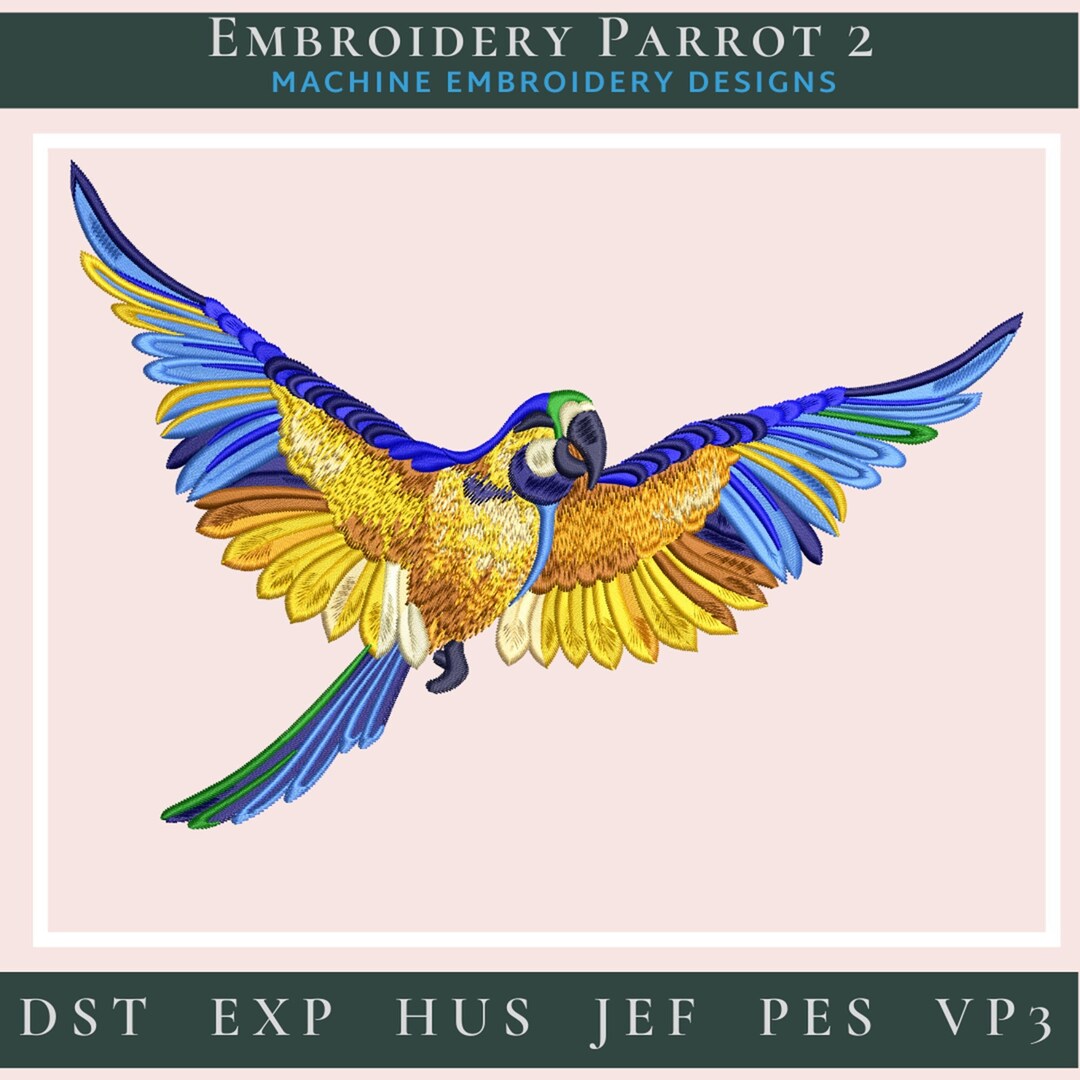 Embroidery Parrot . Machine Embroidery Designs . Colorful Flying Parrot ...