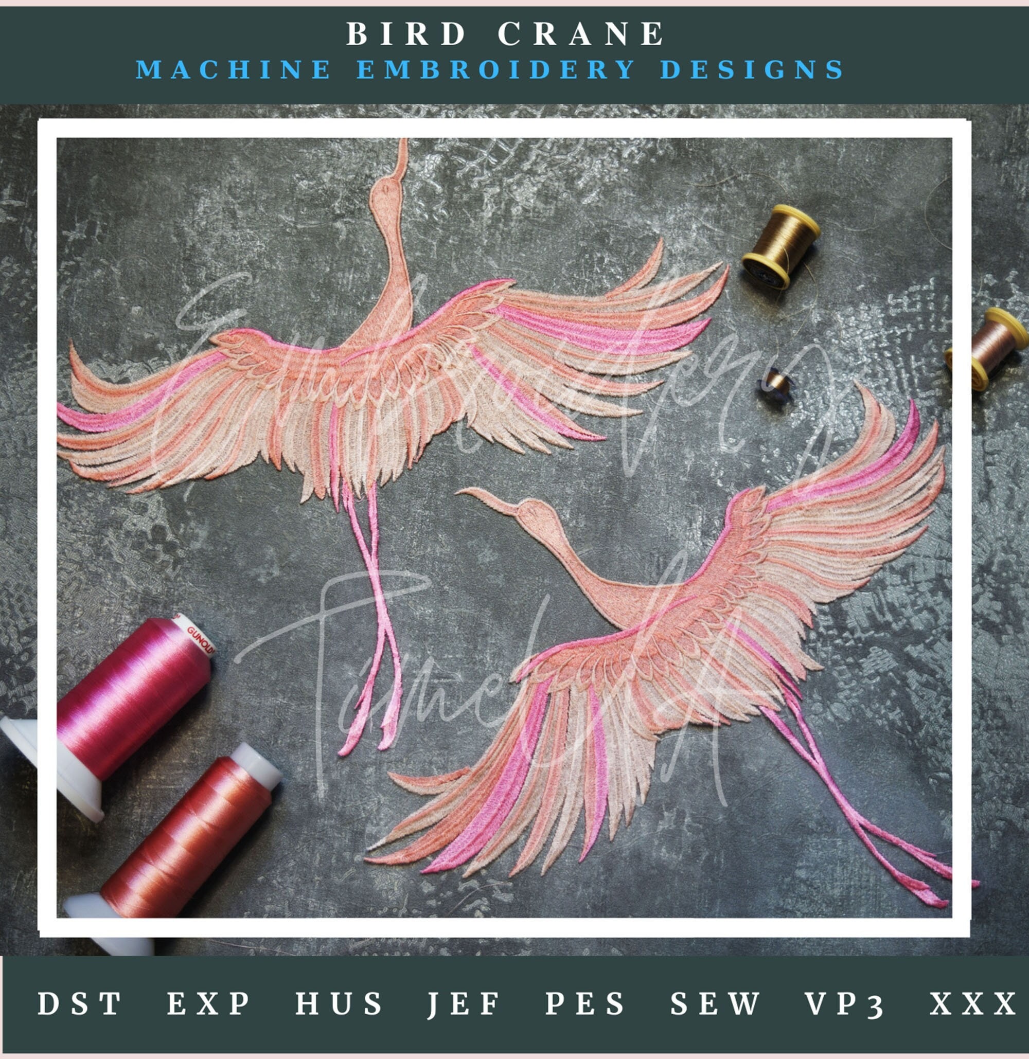 Crane Bird /machine Embroidery Designs / Embroidery Crane Bird | Etsy