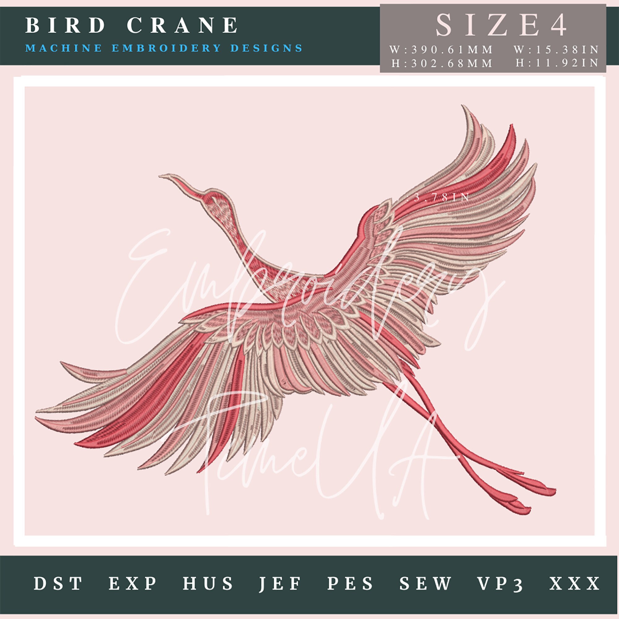 Crane Bird /machine Embroidery Designs / Embroidery Crane Bird | Etsy