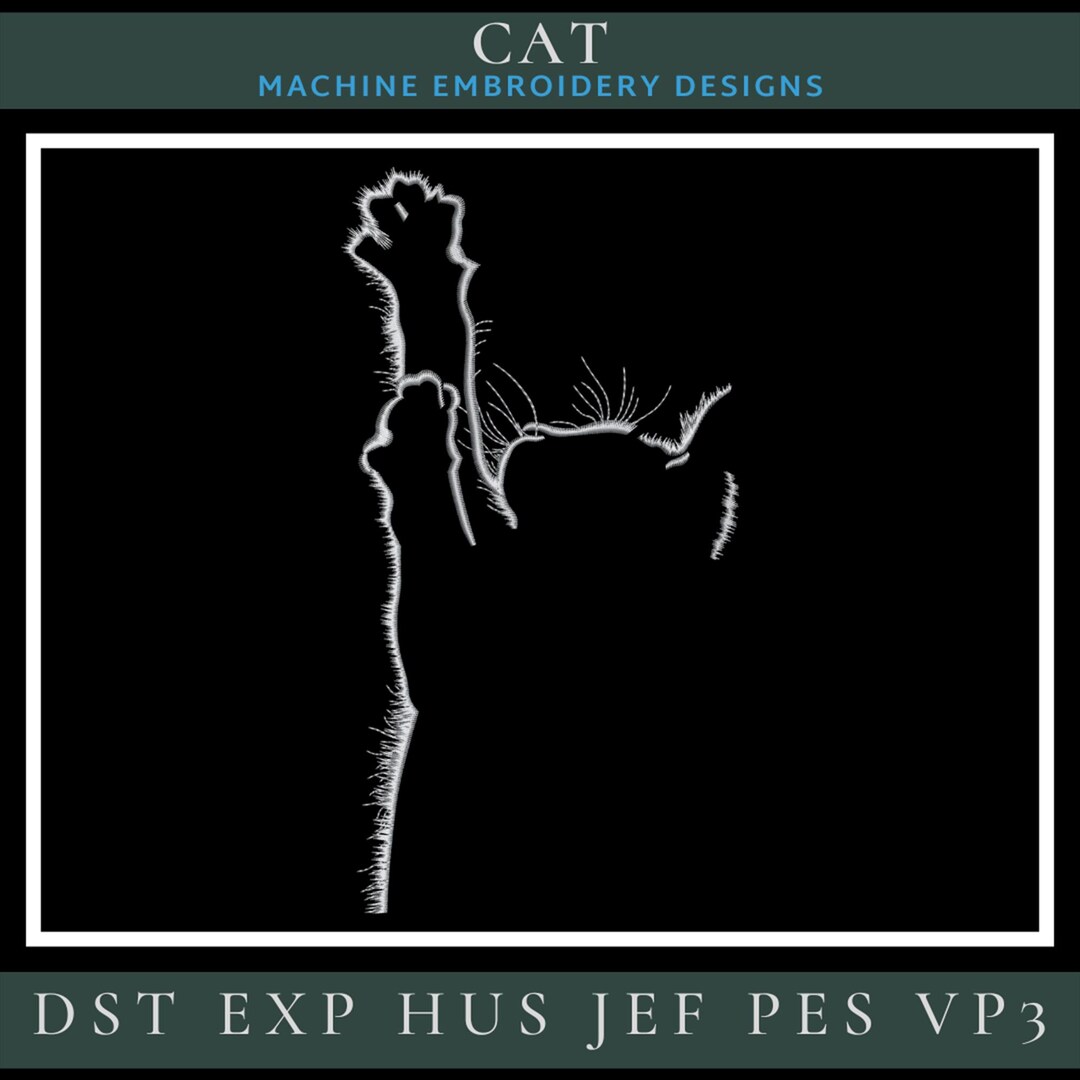 Elegant Cat Outline Machine Embroidery Design. Minimalist Pet ...