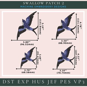 Set Swallow Patch. Embroidery Bird Swallow. Swallow Bird. Machine Embroidery Designs. Instant ...