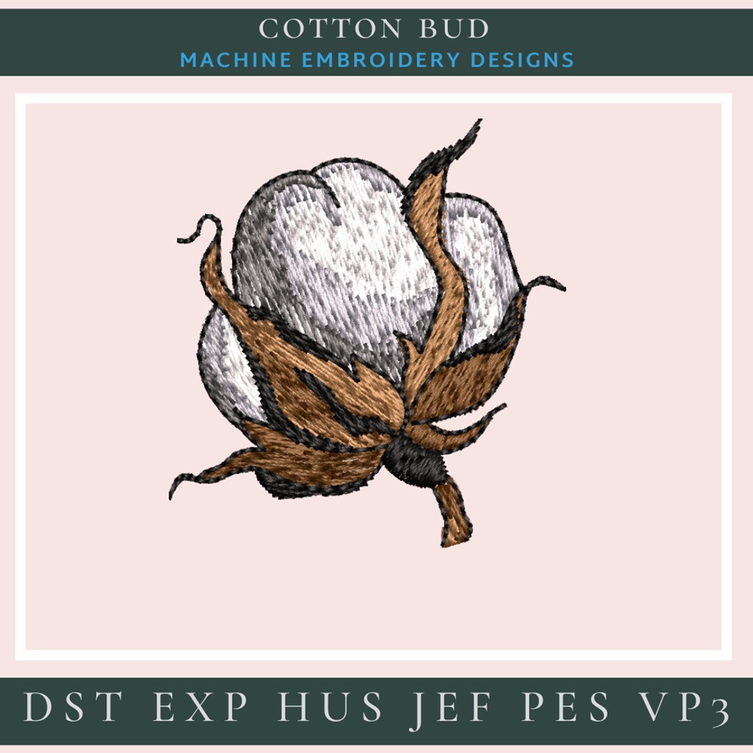 Cotton Bud Machine Embroidery Design: Cotton Plant Pattern (digital ...
