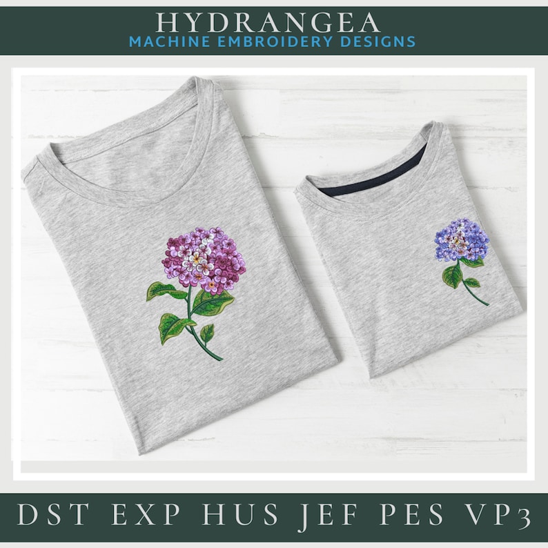 Hydrangea Embroidery Design. Floral Embroidery Designs. - Etsy