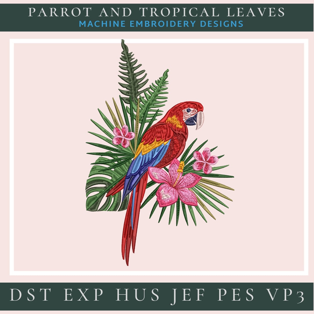 Tropical Parrot Machine Embroidery Design (digital Download) - Etsy