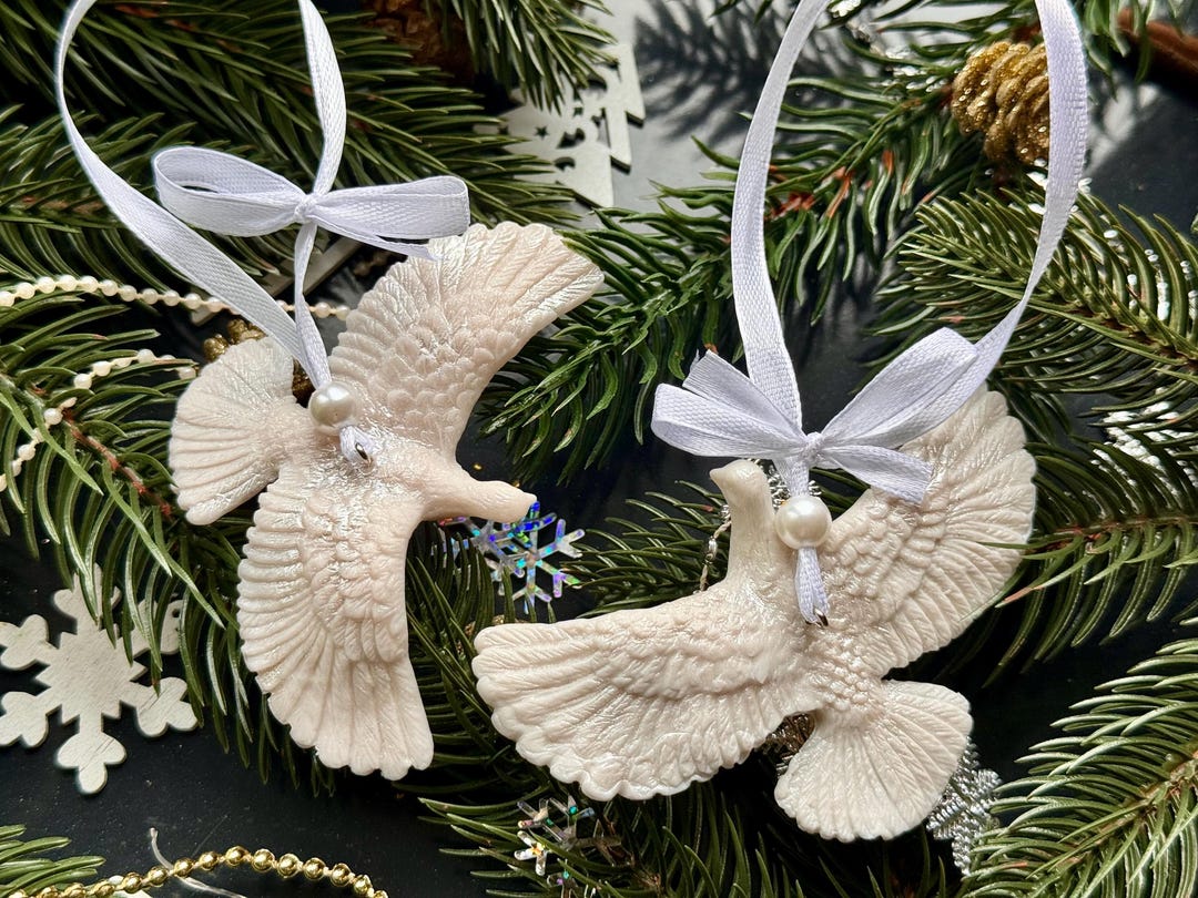 Two Turtle Doves, Doves of Friendship, Peace Dove Ornament, White Dove ...