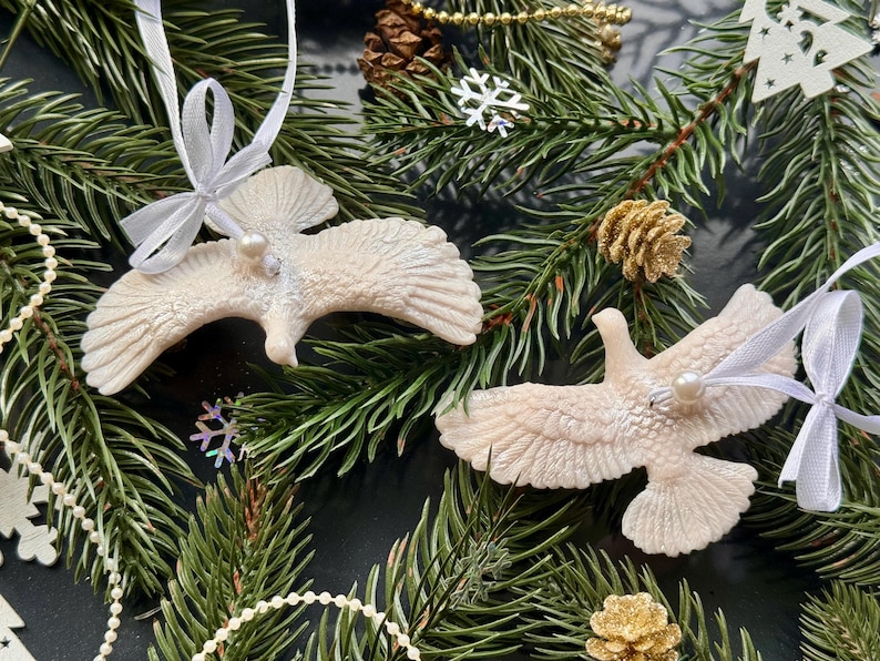 Doves of Friendship, Two Turtle Doves, Peace Dove Ornament, White Dove ...