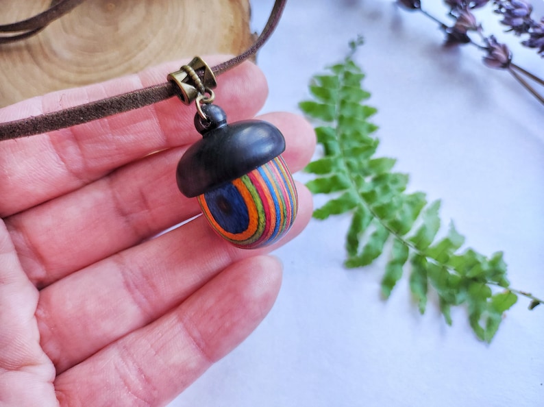 Pill Container Necklace, Pill Holder Necklace, Acorn Pill Box, Wooden ...