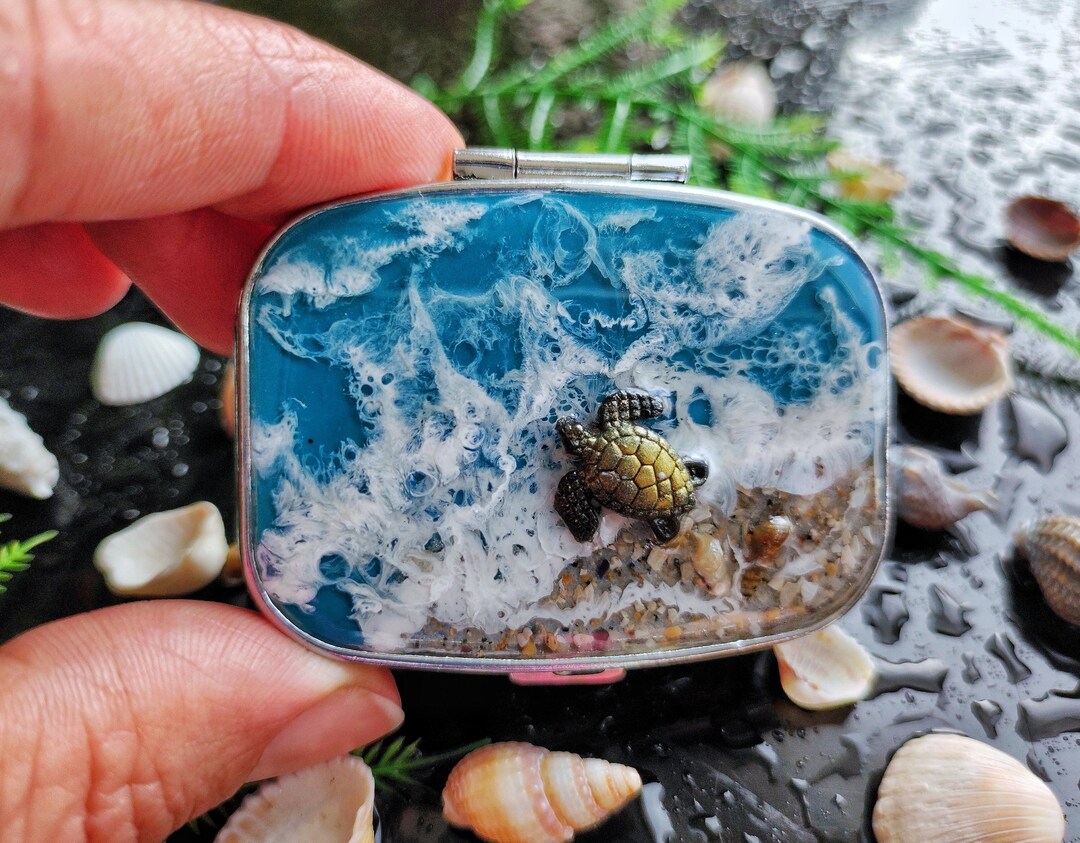 Pill Box, Pill Organizer, Compact Pill Box, Small Silver Pill Box, Pill ...