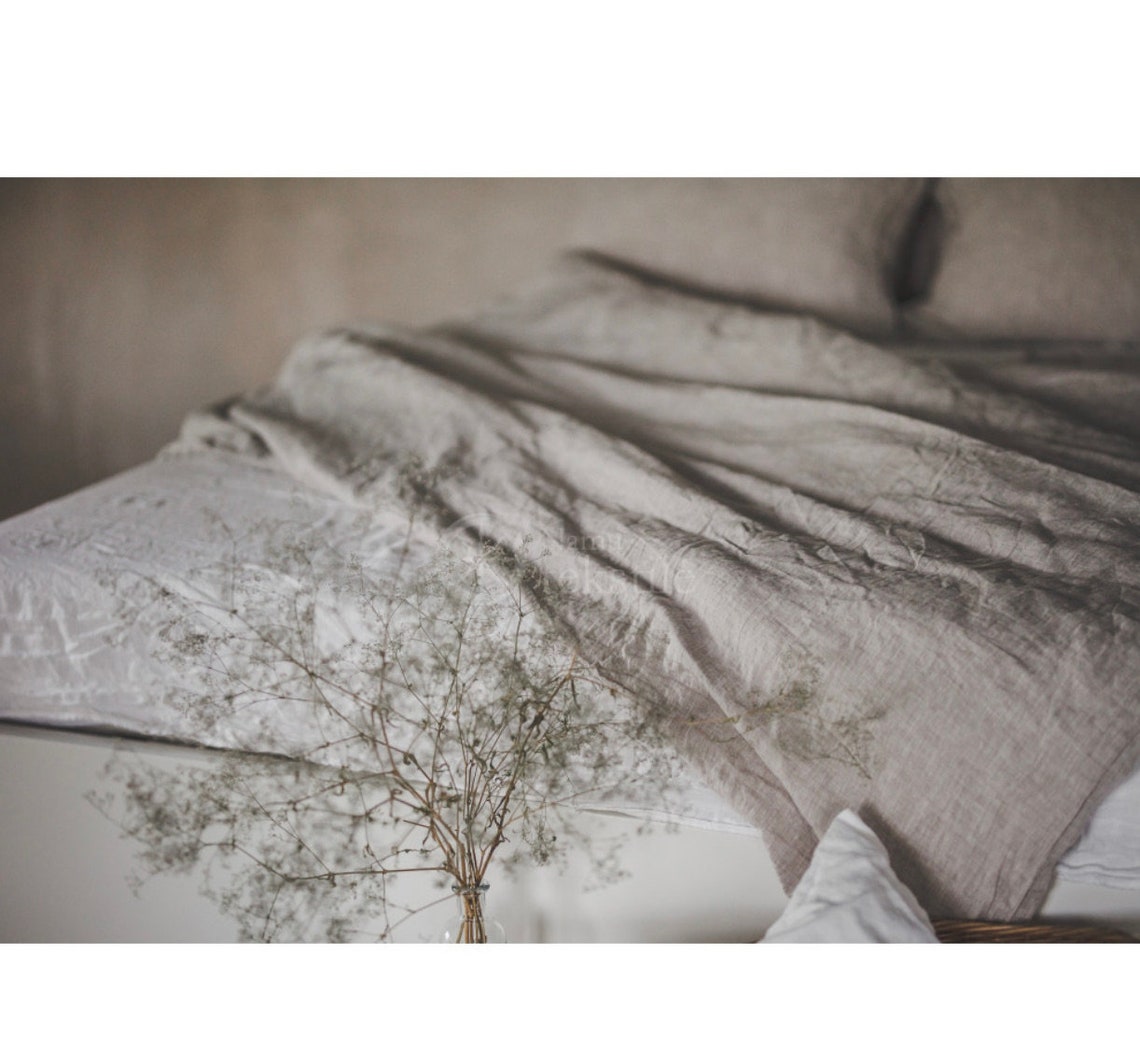 Natural Linen Bed Set Organic Stonewashed Pure Natural Linen Bedding ...