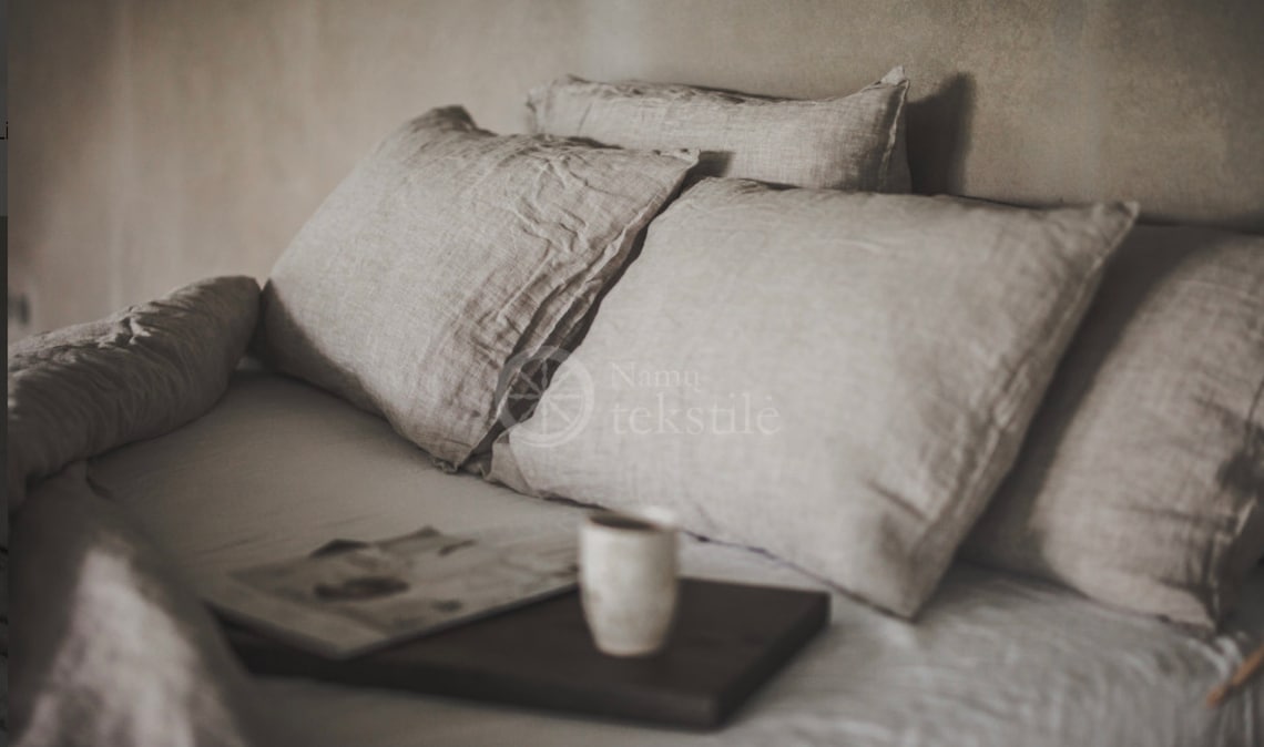 Natural Linen Bed Set Organic Stonewashed Pure Natural Linen Bedding ...