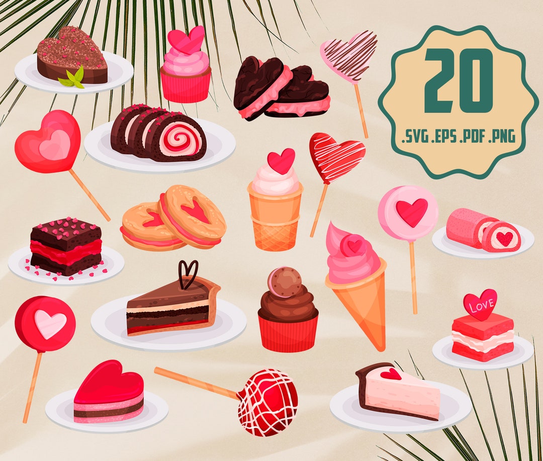 Pink Dessert SVG Illustration Bundle Tasty Sweets Vector Art - Etsy