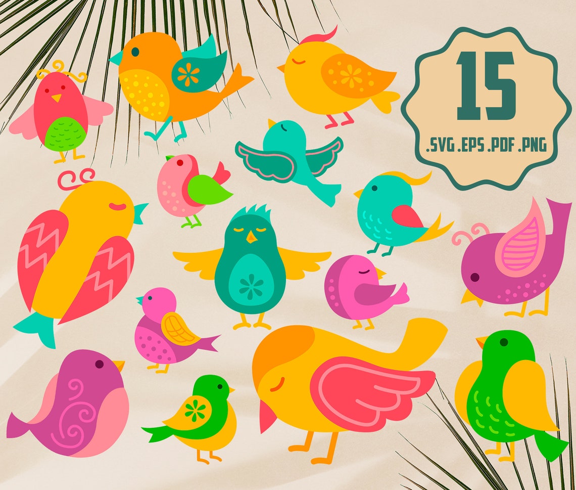 Color Bird SVG Illustration Bundle Bird Toy Vector Art Set - Etsy
