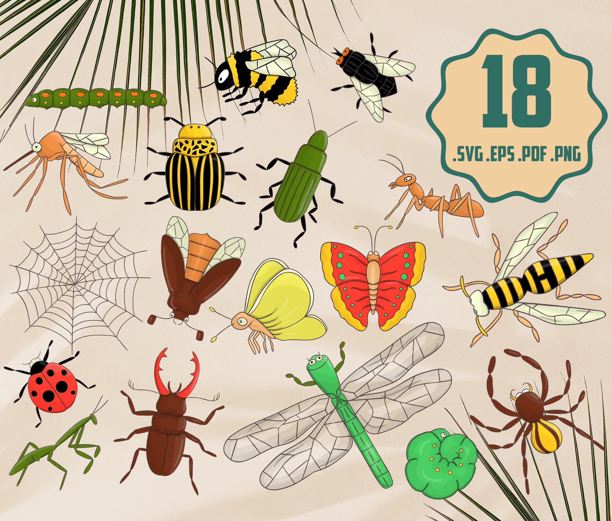 Digital Prints Insect And Animal Trap Digital Files Collection Cartoon ...