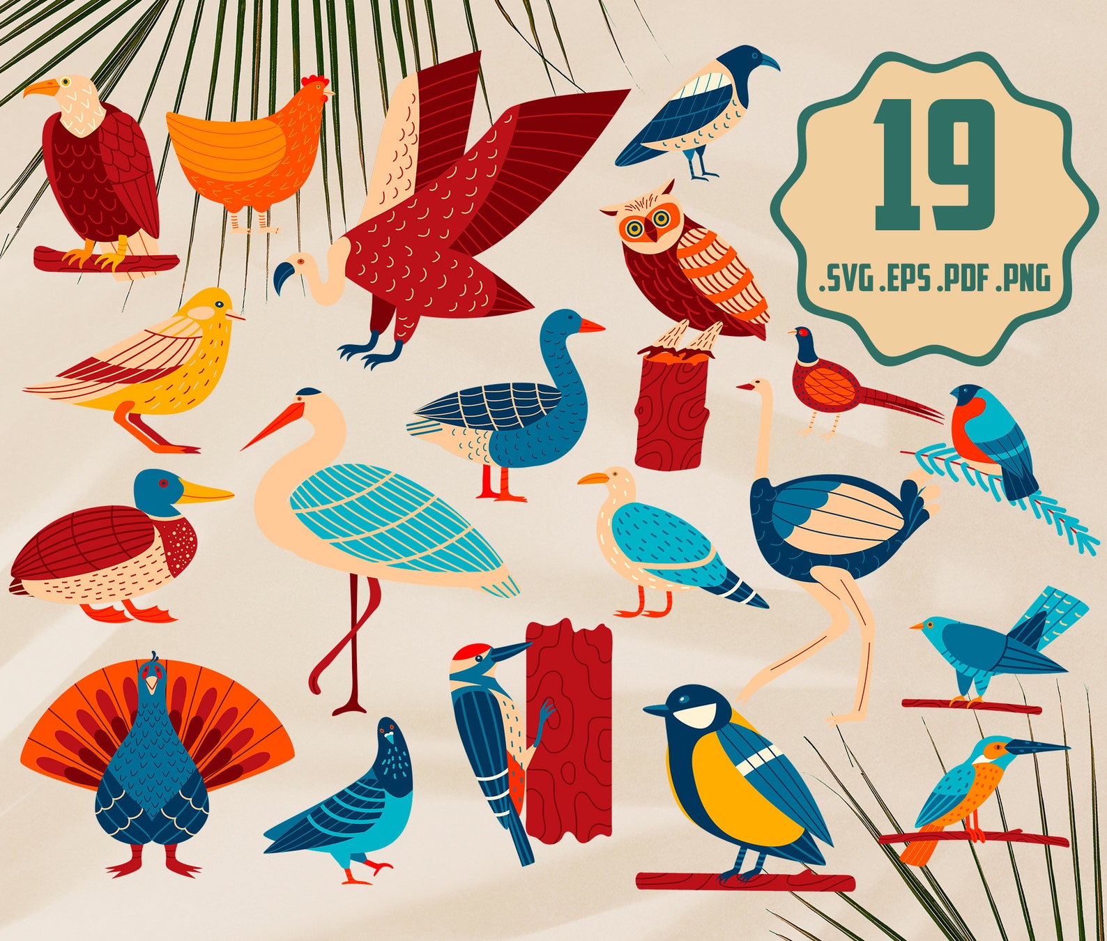 Wild Bird EPS Collection, Farm Animal SVG Files Set, Digital Images ...