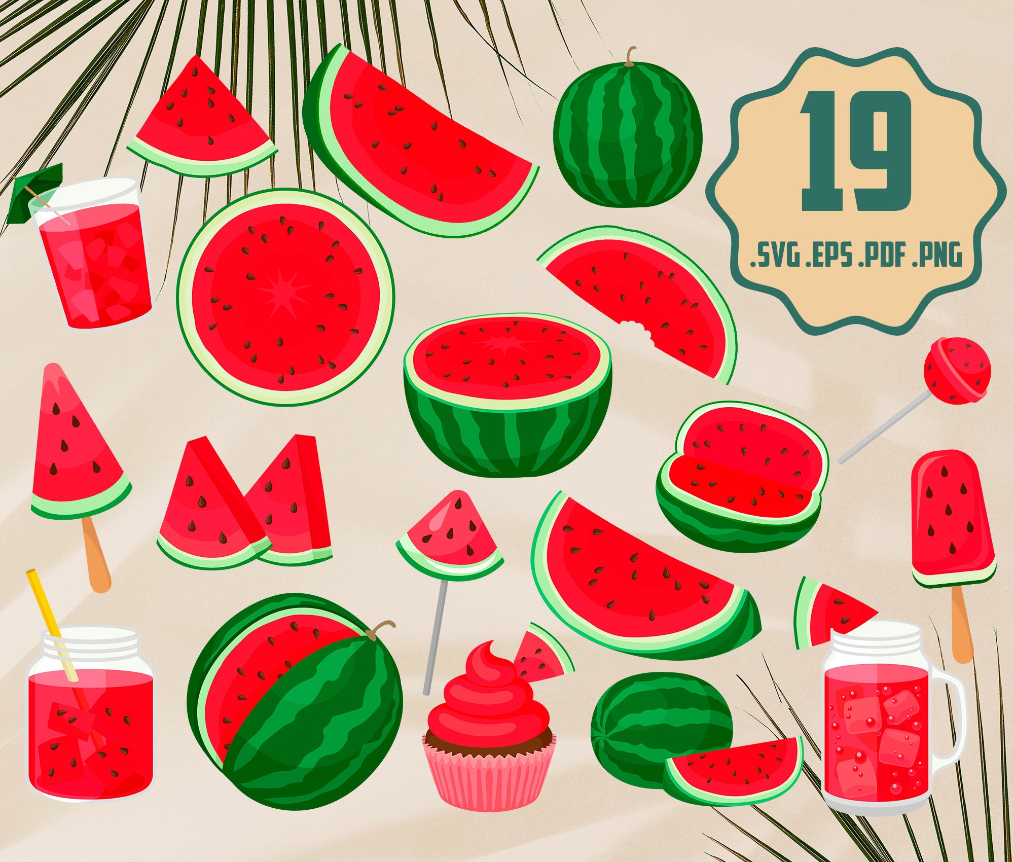 Watermelon SVG Set Fruit Watermelon EPS Collection Summer - Etsy