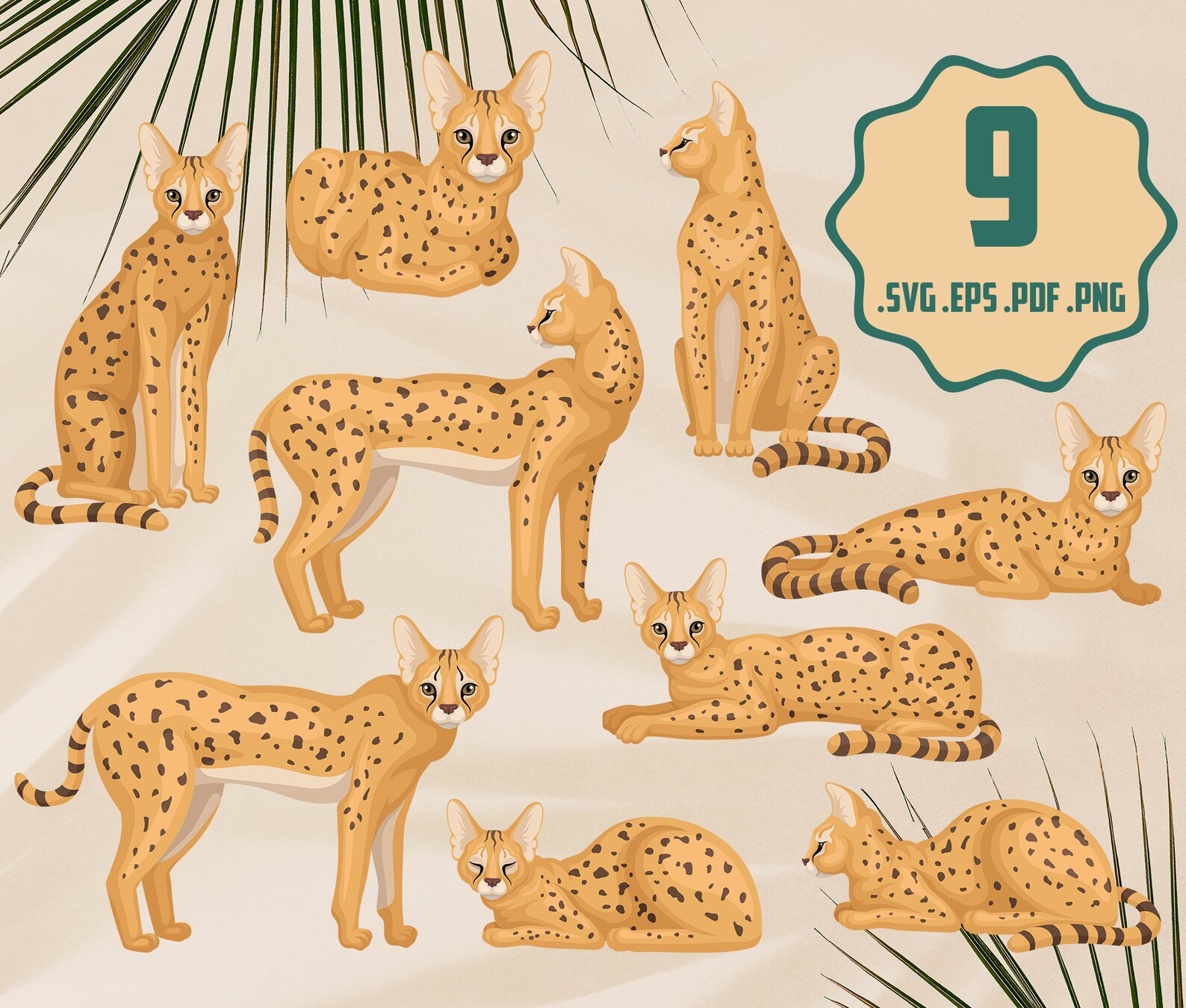 African Serval Svg,serval SVG, Animals Svg, Cat Svg, Serval Print File ...