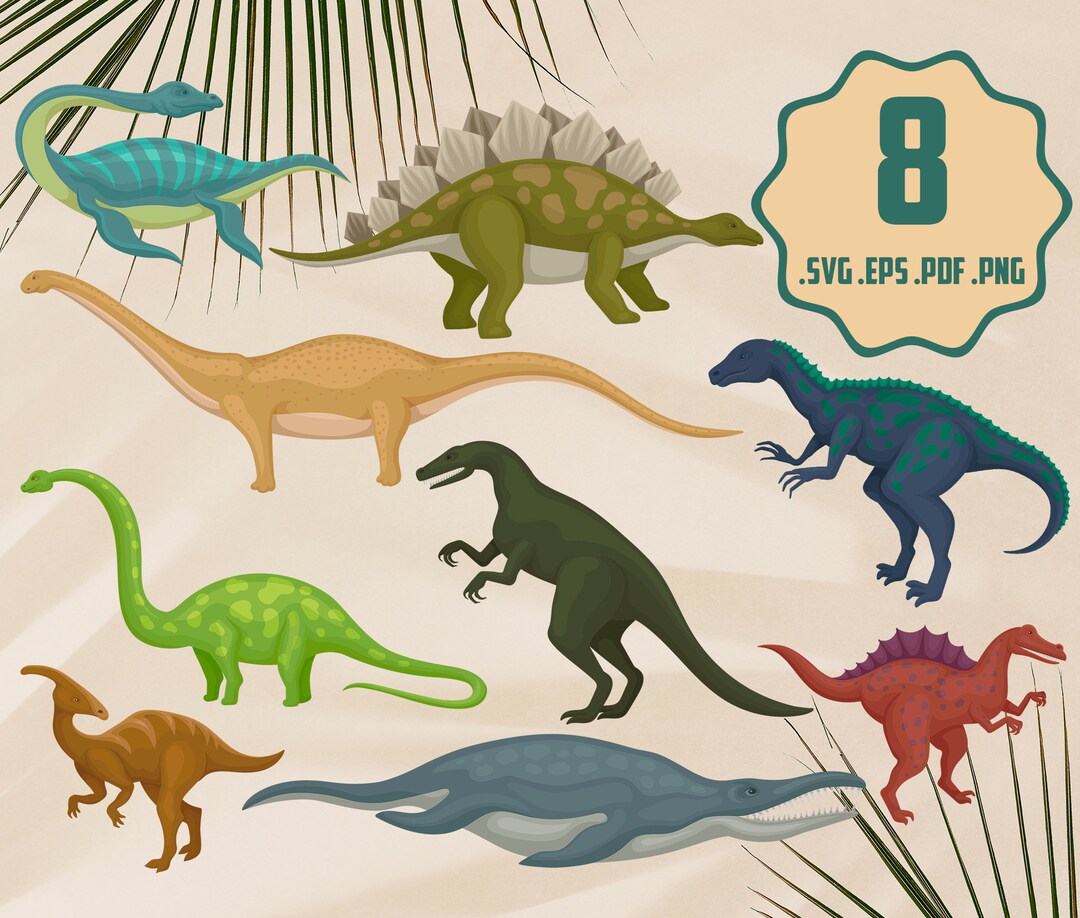 Dinosaure Animal SVG Illustration Bundle, Cool Dinosaure Vector Art Set ...
