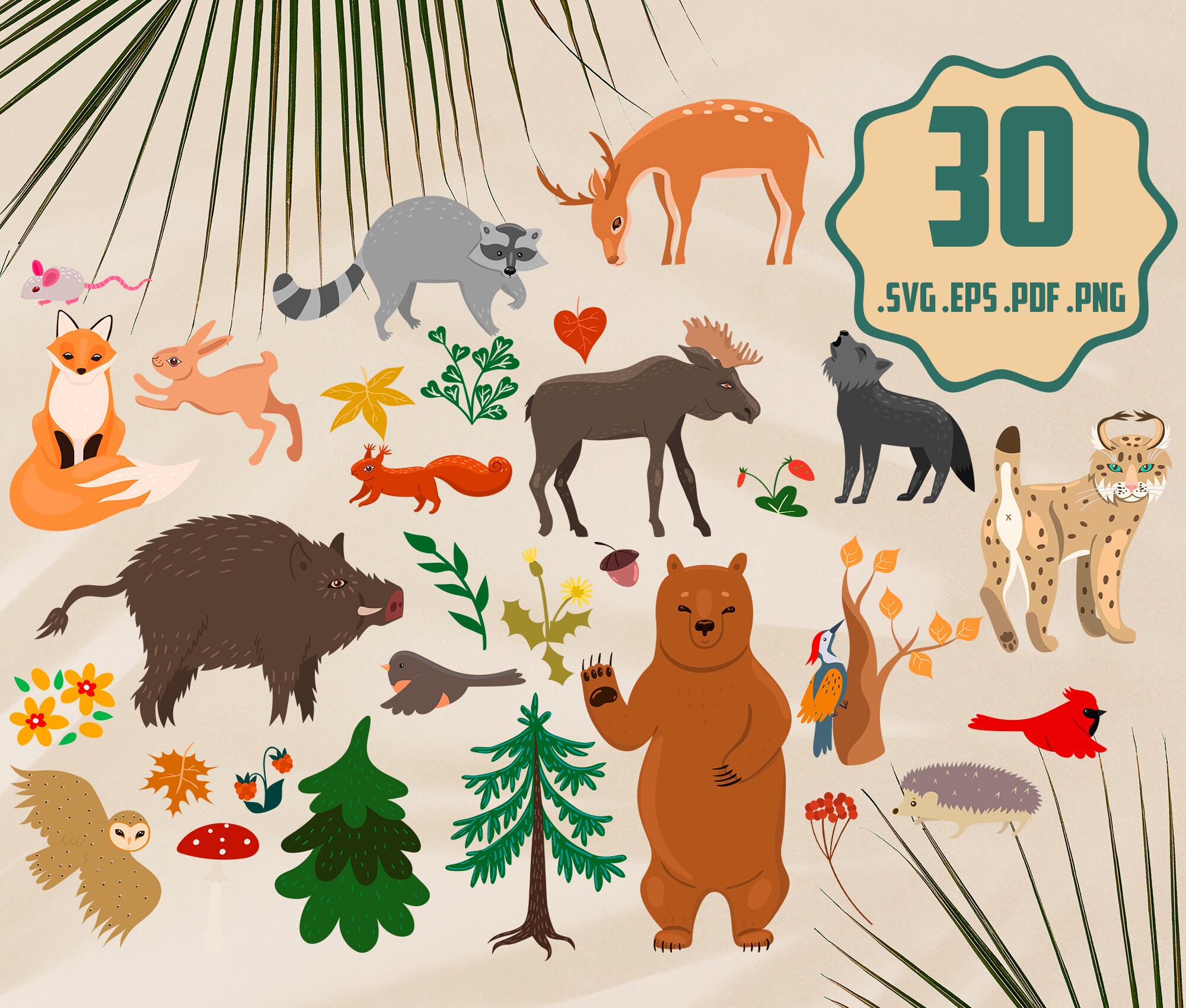 Forest Animals Svg,forest Animals SVG ,animals Clipart ,baby Woodland ...
