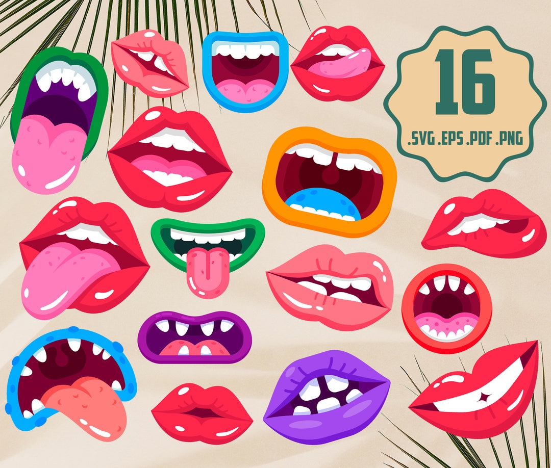 Artistic Lips Cute SVG Illustration Bundle Lips Cool Cute - Etsy