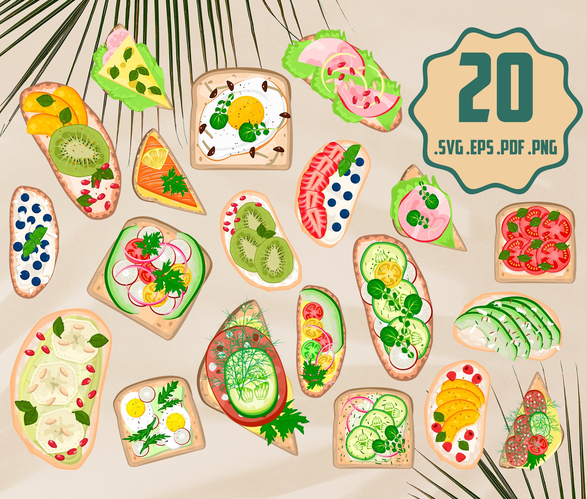 Asthetic Toast SVG Set Tasty Food Design Collection Pretty - Etsy
