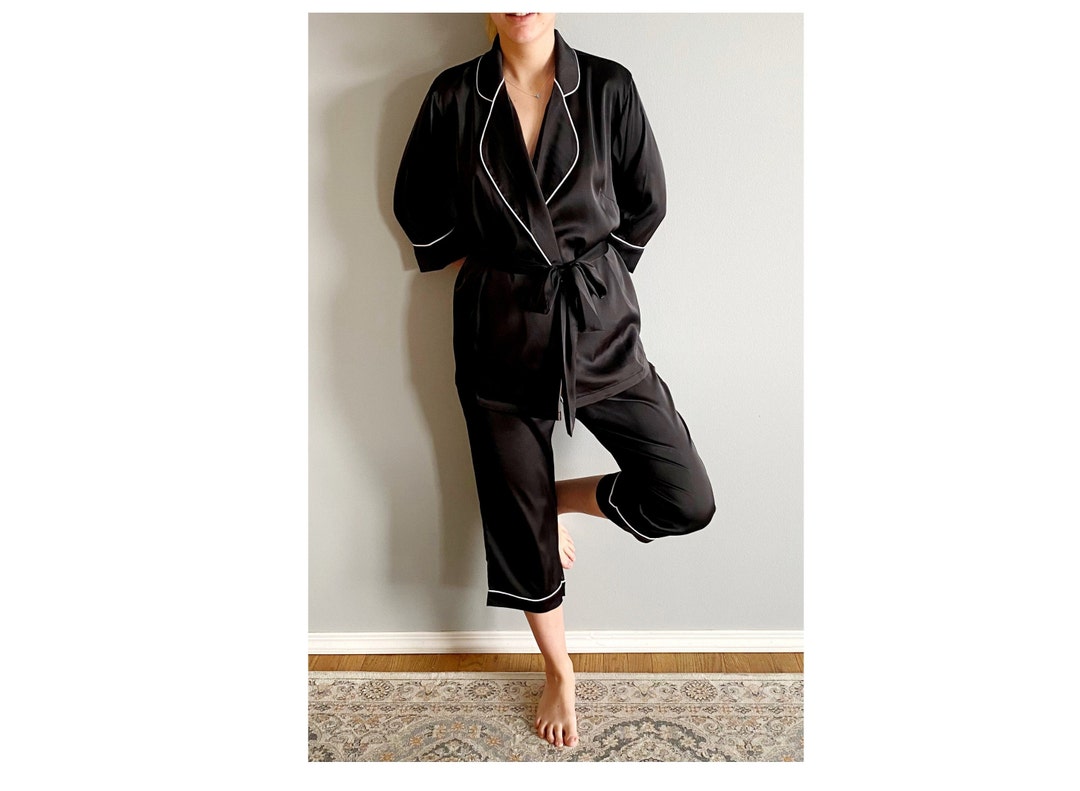 Silk Satin Capri Pajama Set - Etsy