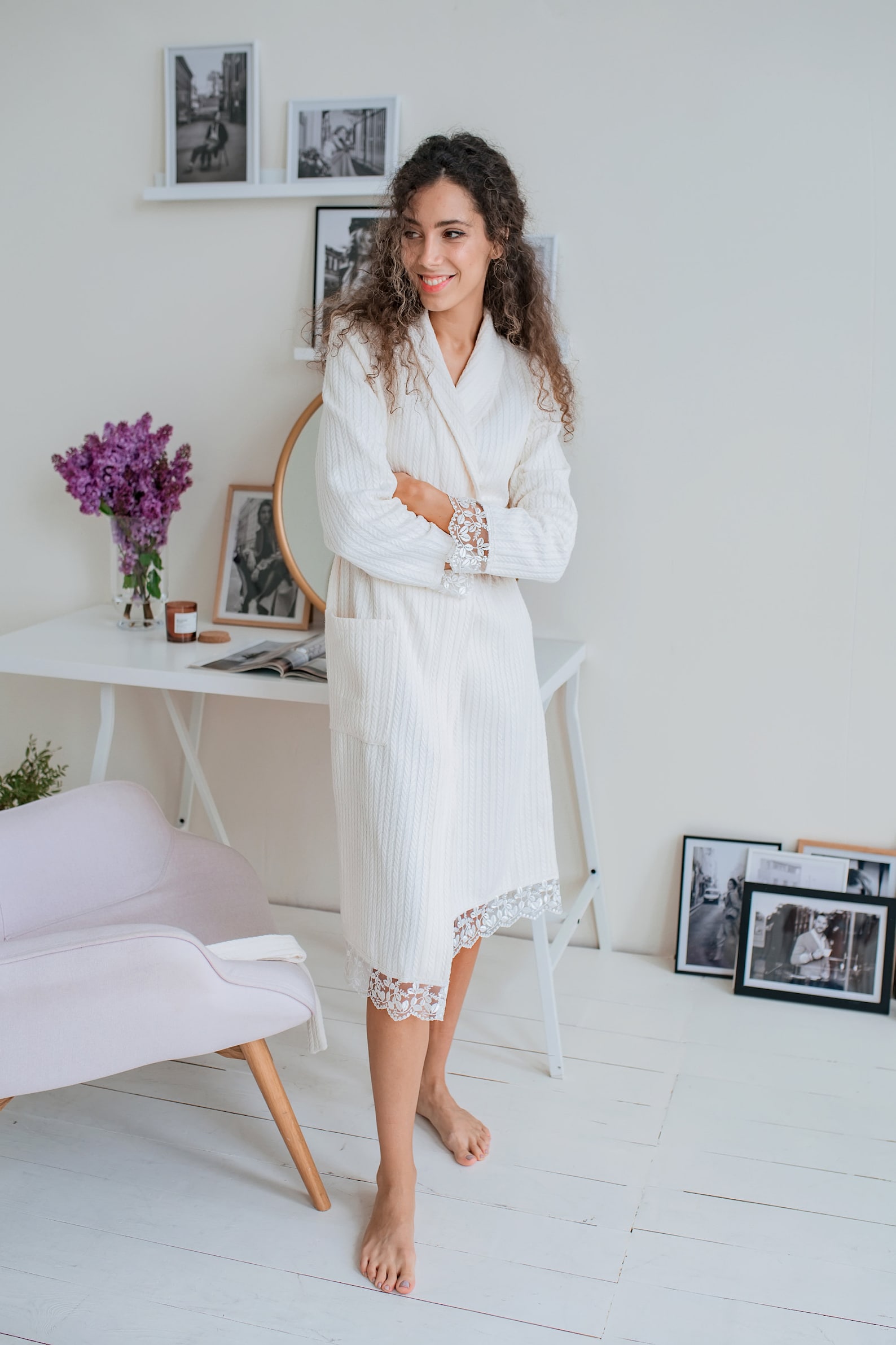 White Lace Bridal Robe Petal Lace Robe Bride Robe Honeymoon Robe ...