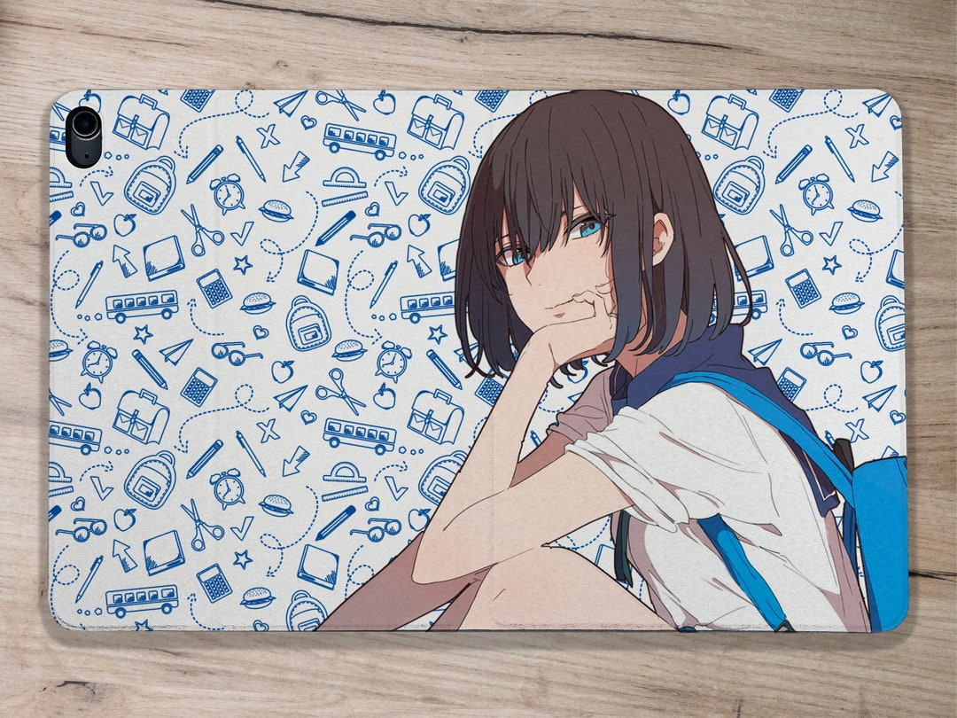 Anime Girl Art iPad Case With Pencil Holder iPad Pro 12.9 in M2 2022 ...