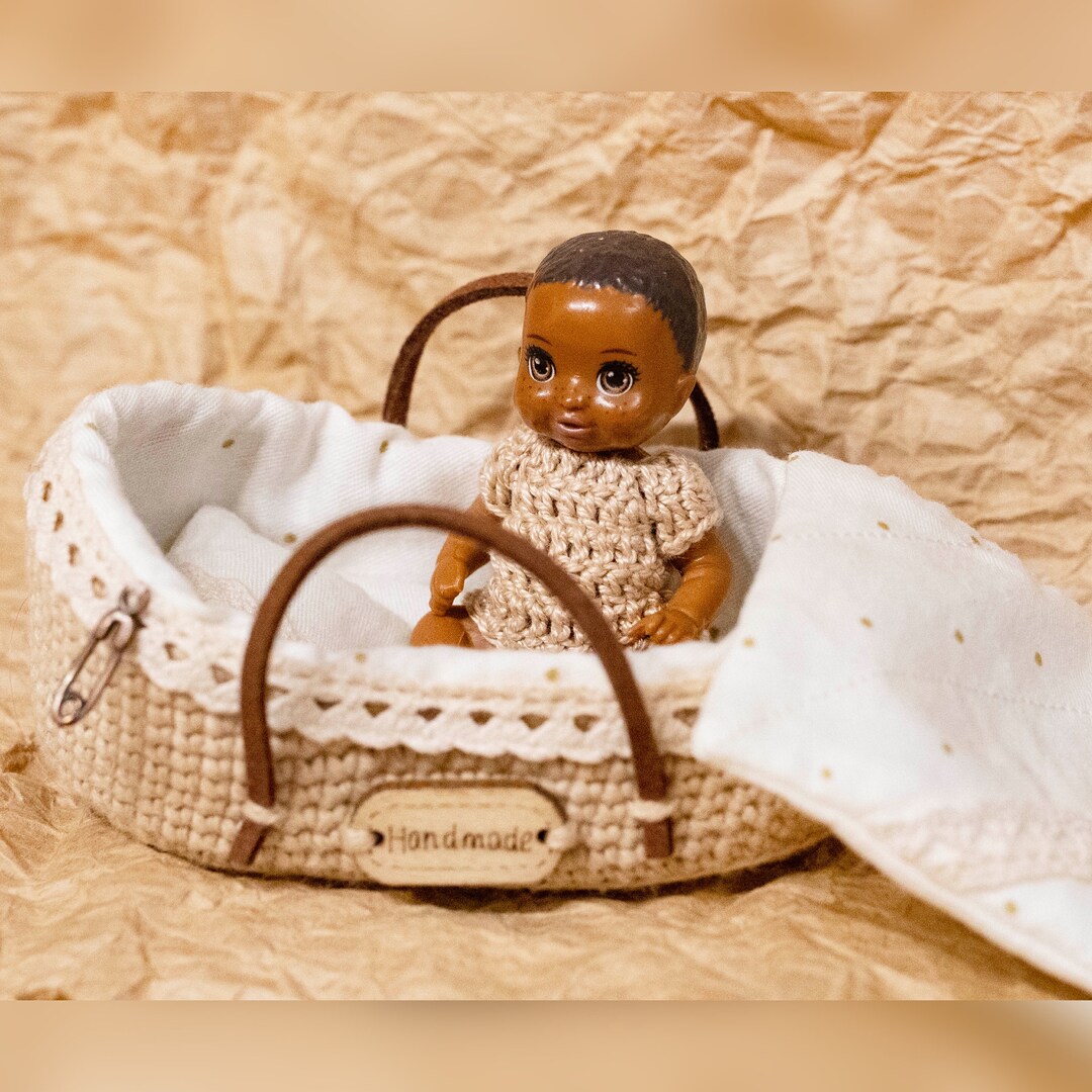 Mini Doll Basket for Baby Doll 2/5 - 3 Inch / Miniature Doll Crib /mini ...