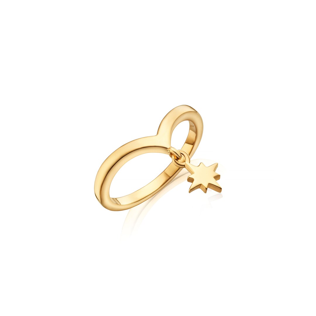 Shooting Star Charm Wishbone Ring | Celestial Ring | Stacking Band ...