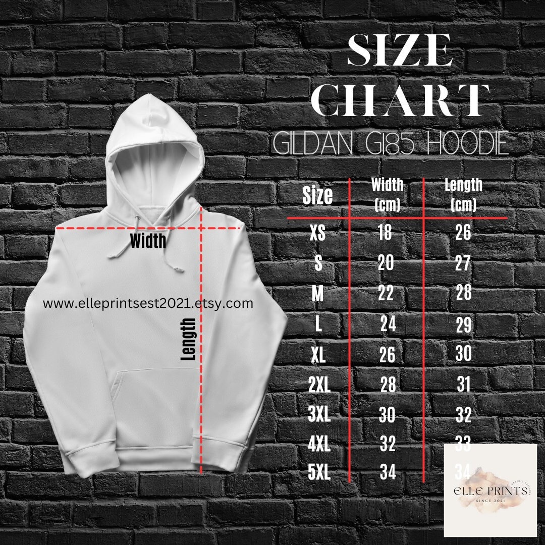 Gildan G185 Hoodie Size Chart - Printable Digital Download for Perfect ...