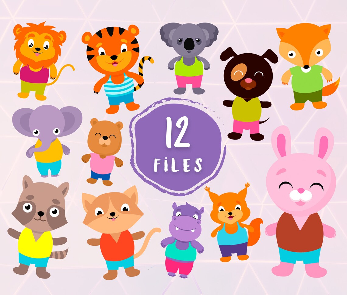 Baby Animals SVG Bundle, Cute Animals Vector Art, Adorable Animal Kids ...