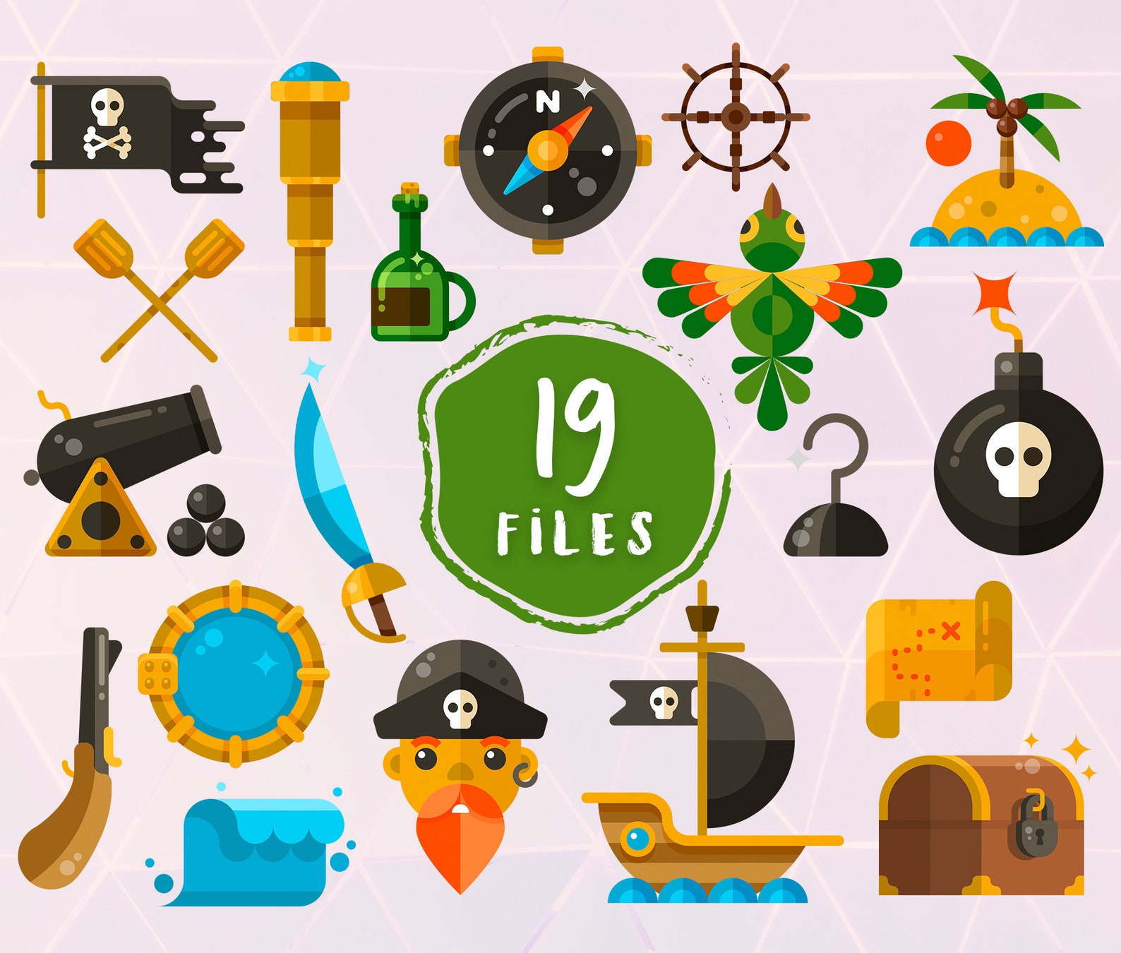 Pirate Icons SVG Set, Digital Pirate Logo Files, Pirate Icons EPS ...