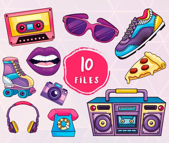 Retro Items SVG Illustration Set Digital Image Retro Style - Etsy
