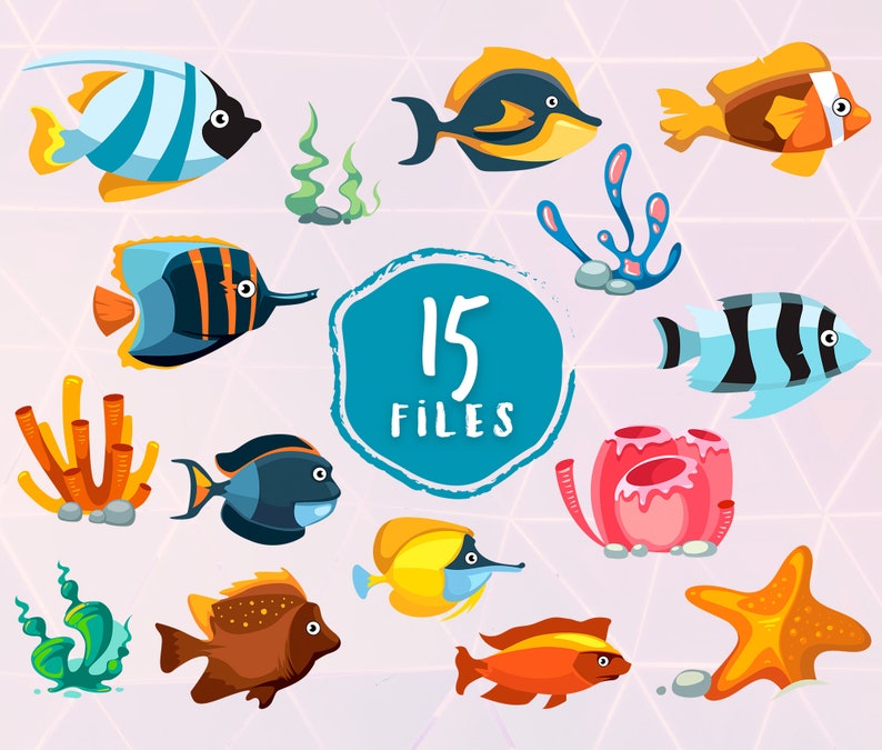 Exotic Fishes SVG Illustration Bundle, Exotic Ocean Creature EPS Set ...