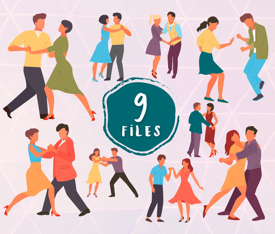 Cartoon Dancing Art SVG Bundle, Clipart Dancing Vector Pictures Set ...