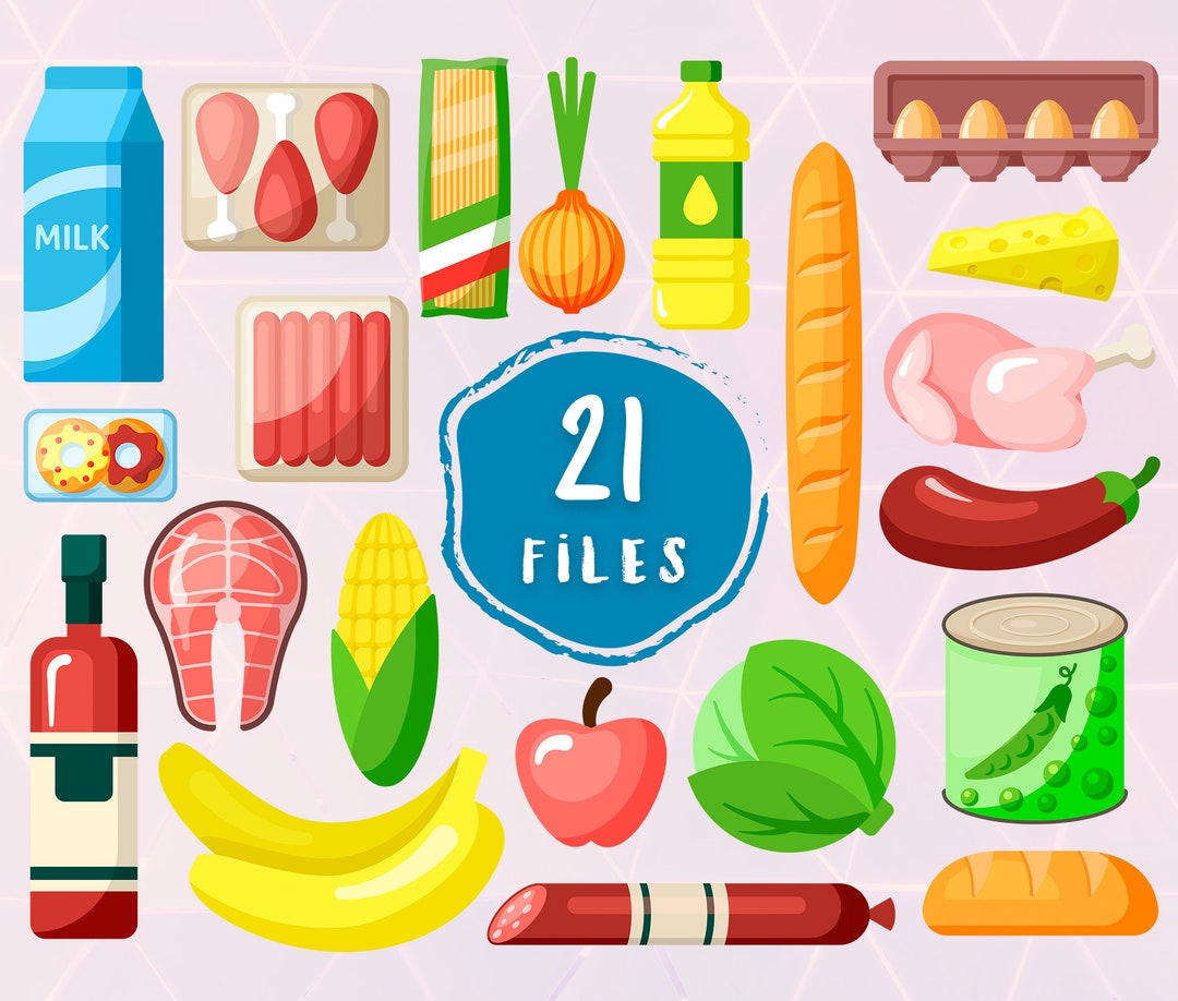 Supermarket Food SVG Set, Market Food Digital Files Collection ...