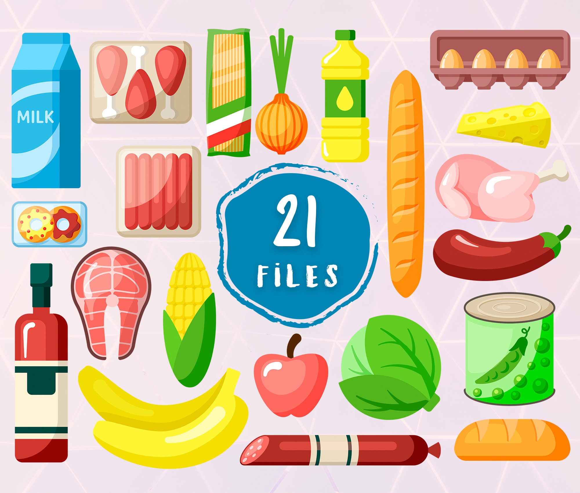 Supermarket Food SVG Set, Market Food Digital Files Collection ...