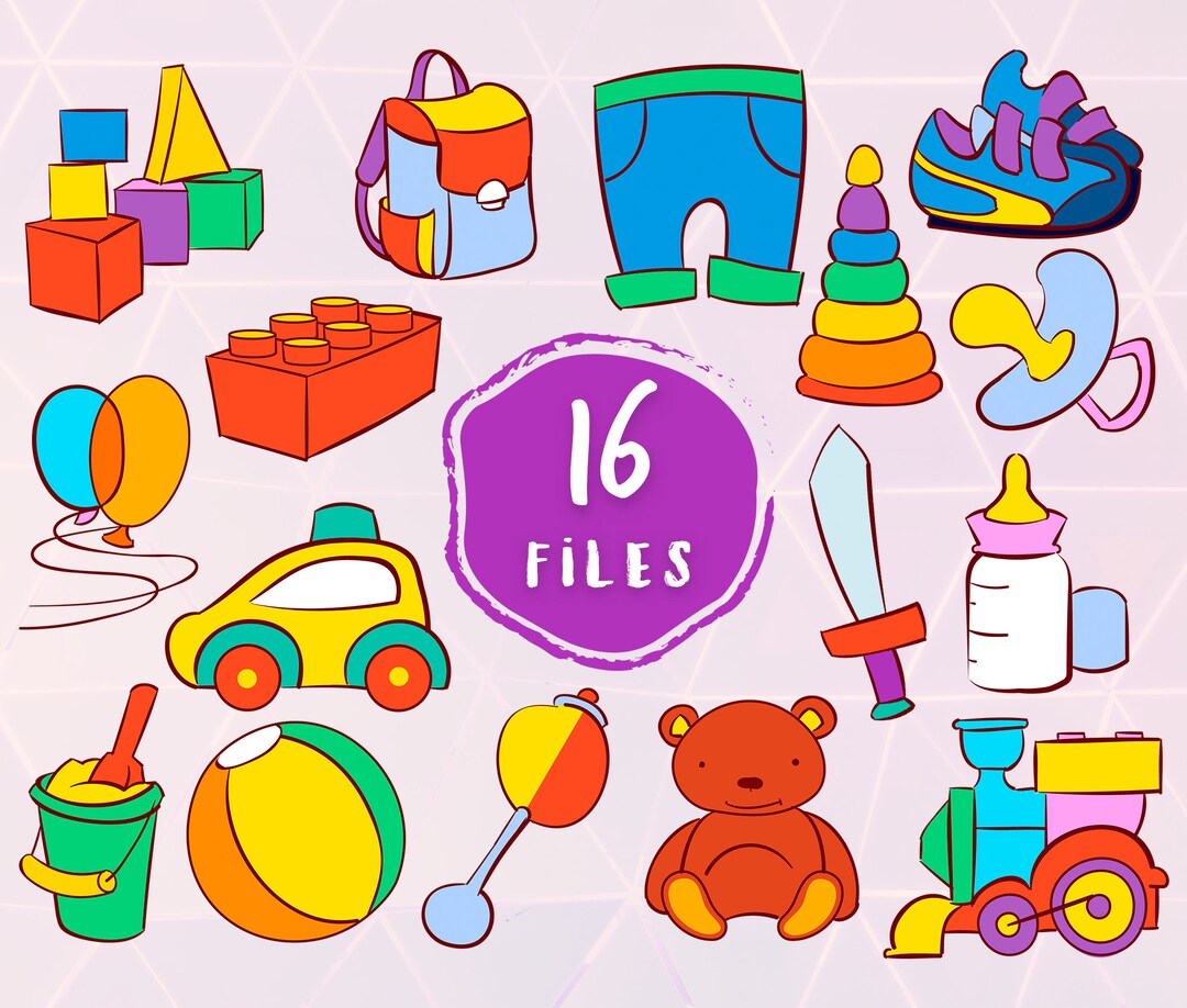 Baby Items SVG Illustration Bundle, Baby Stuff Vector Art Set, Cute ...
