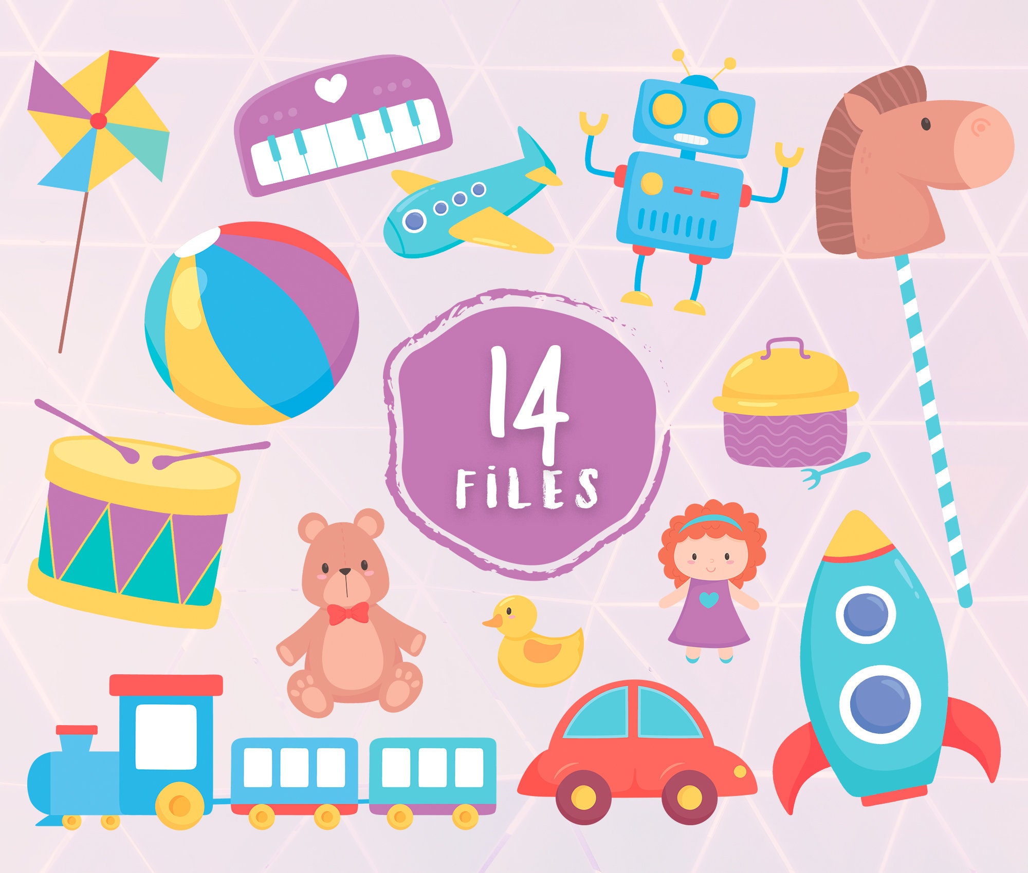 Kids Toys SVG Set, Cute Baby Toys Digital Files Collection, Kids Toys ...