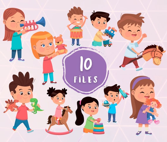 Kids Playing SVG Illustration Bundles Baby Activities EPS | Etsy